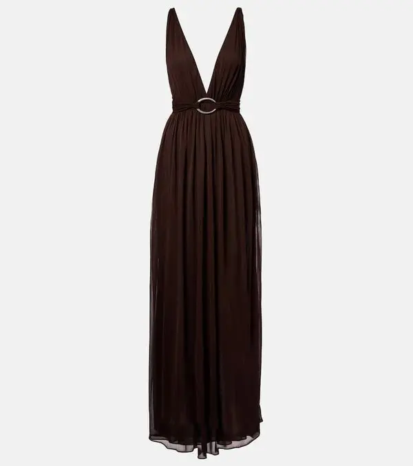 Tory Burch Belted Jersey Maxi Dress - Brown