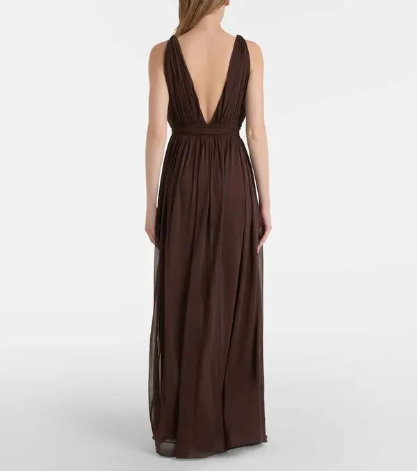 Tory Burch Belted Jersey Maxi Dress - Brown
