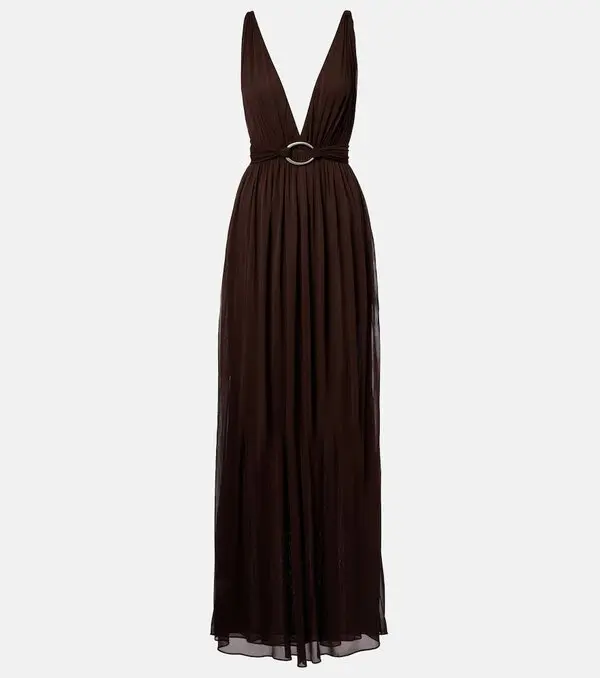 Tory Burch Belted Jersey Maxi Dress - Brown