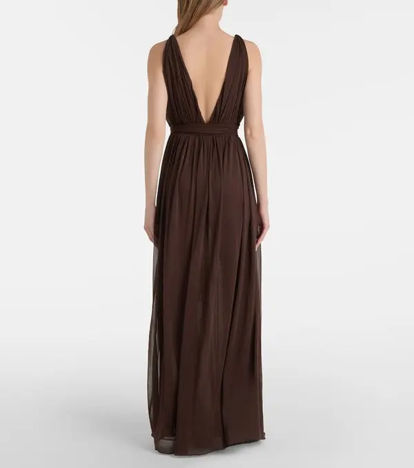 Tory Burch Belted Jersey Maxi Dress - Brown