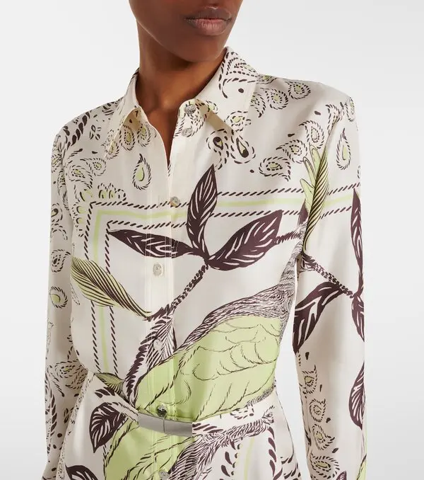 Tory Burch Belted Printed Silk Midi Dress - Multicoloured