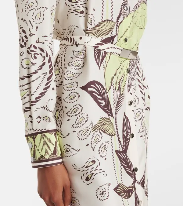Tory Burch Belted Printed Silk Midi Dress - Multicoloured