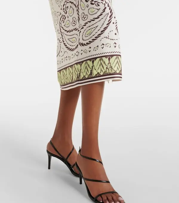 Tory Burch Belted Printed Silk Midi Dress - Multicoloured