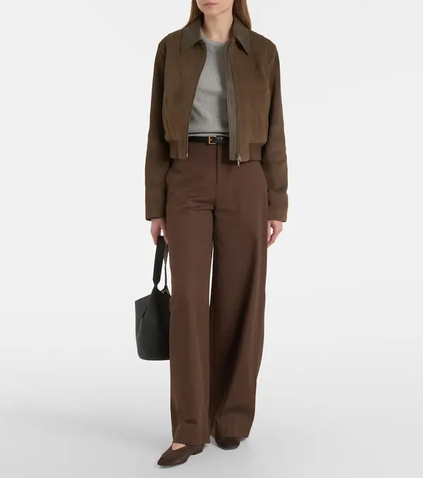 Vince Cotton Twill Wide-leg Pants - Brown