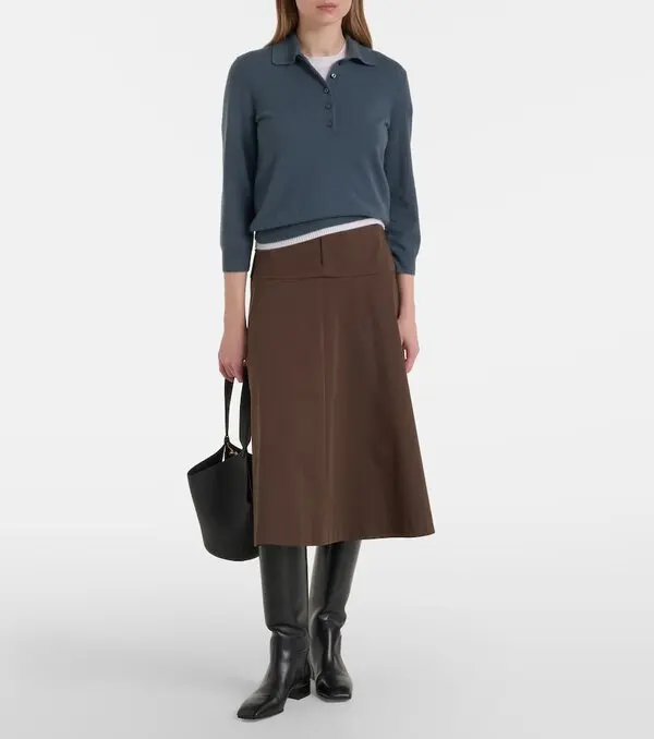 Vince Cotton Twill Midi Skirt