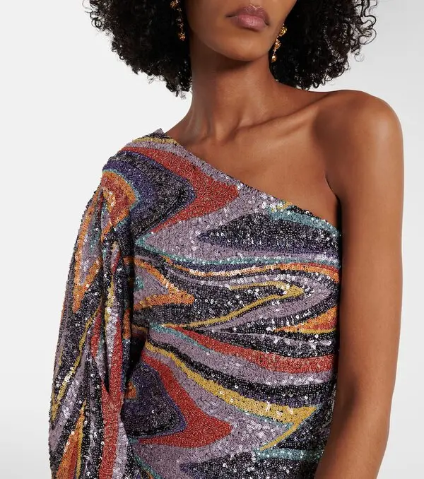 TALLER MARMO Jasmine Sequined Draped Gown