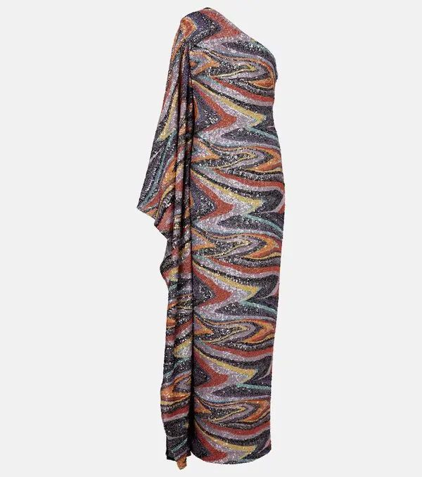 TALLER MARMO Jasmine Sequined Draped Gown - Multicoloured