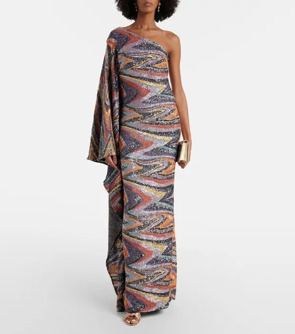 TALLER MARMO Jasmine Sequined Draped Gown
