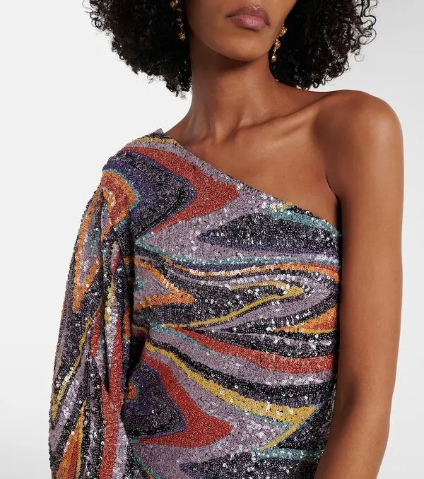 TALLER MARMO Jasmine Sequined Draped Gown