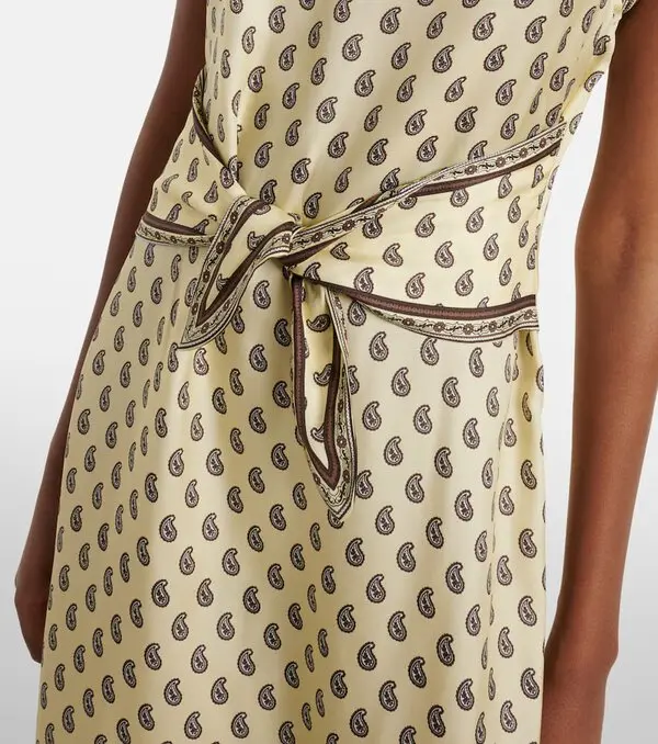 DÔEN Amorette Paisley Silk-blend Midi Dress - Yellow