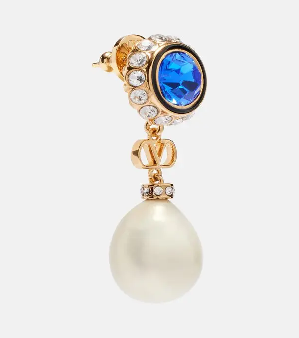 Valentino Garavani Vlogo Embellished Drop Earrings - Blue