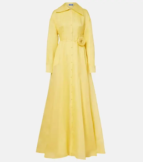 LEO LIN Josephine Floral Silk Gown - Yellow