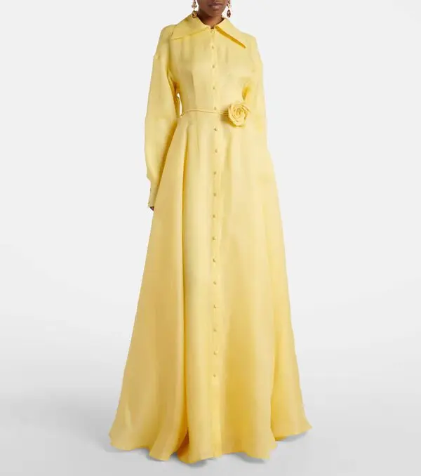 LEO LIN Josephine Floral Silk Gown - Yellow
