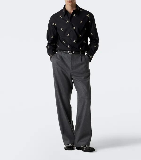 Simone Rocha Embroidered Cotton Poplin Shirt - Black