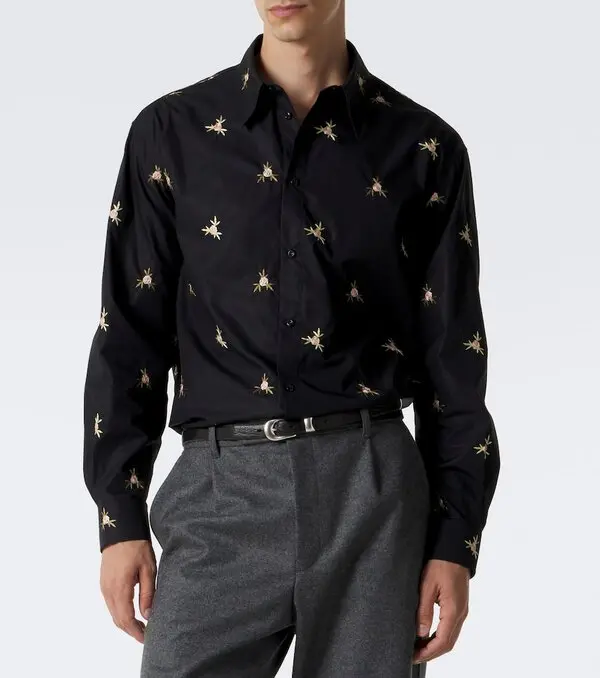 Simone Rocha Embroidered Cotton Poplin Shirt - Black