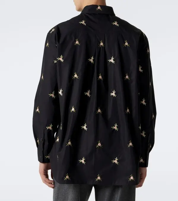 Simone Rocha Embroidered Cotton Poplin Shirt - Black