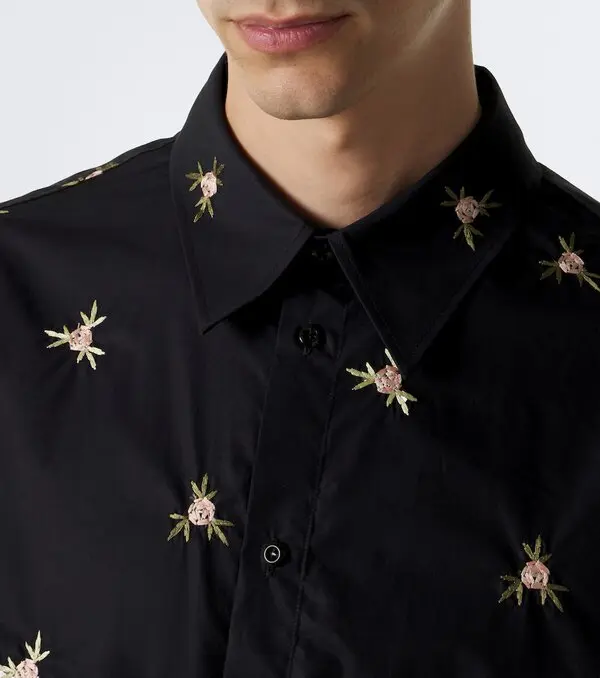 Simone Rocha Embroidered Cotton Poplin Shirt - Black