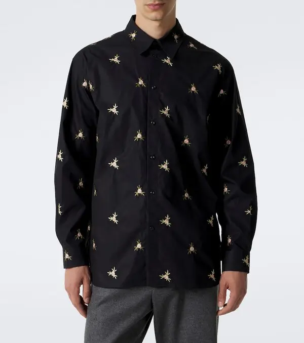Simone Rocha Embroidered Cotton Poplin Shirt - Black