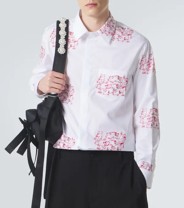 Simone Rocha Embroidered Cotton Poplin Shirt