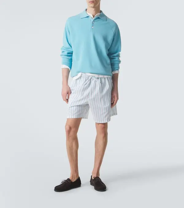 UMIT BENAN Striped Silk-cotton Shorts