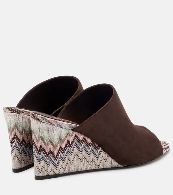 Missoni Mabel Zigzag Suede Wedge Mules