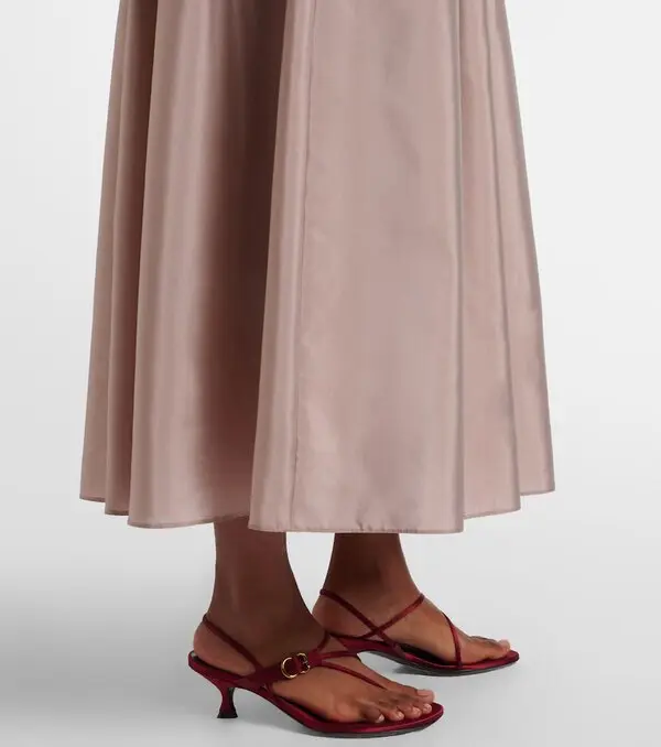 Max Mara Effetto Pleated Taffeta Midi Skirt - Pink
