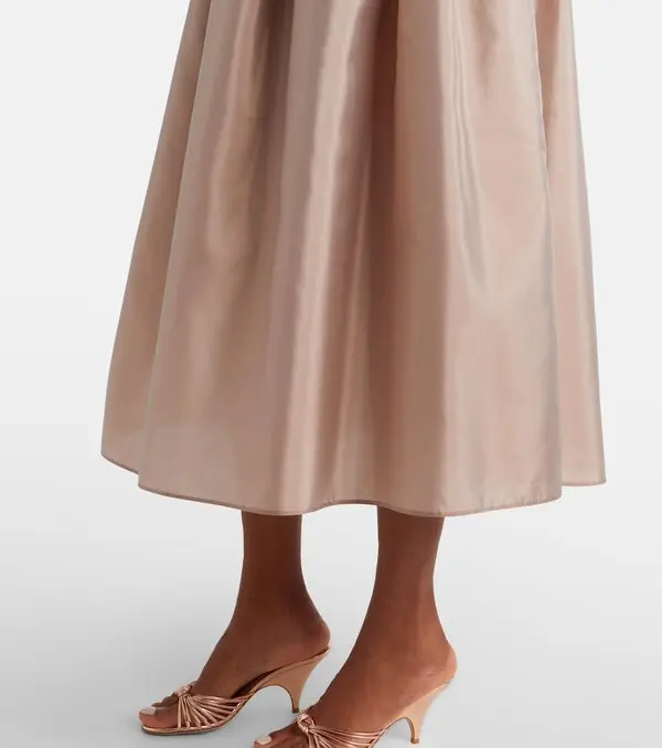 Max Mara Effetto Pleated Taffeta Midi Skirt - Pink