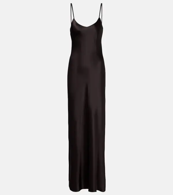 NILI LOTAN Cami Silk Charmeuse Slip Dress - Brown