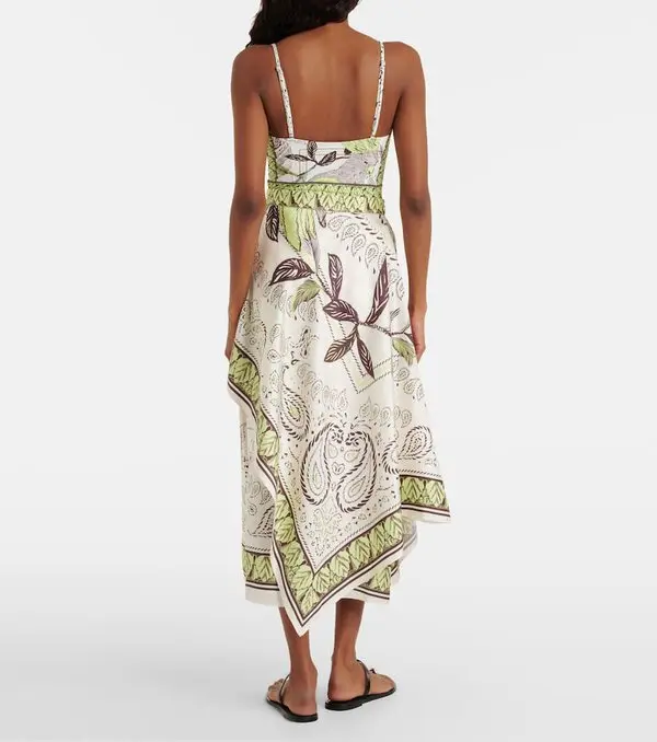 Tory Burch Printed Silk Satin Midi Skirt - Multicoloured