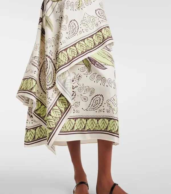 Tory Burch Printed Silk Satin Midi Skirt - Multicoloured