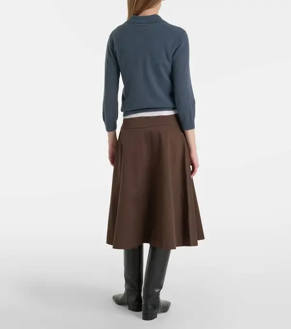 Vince Cotton Twill Midi Skirt