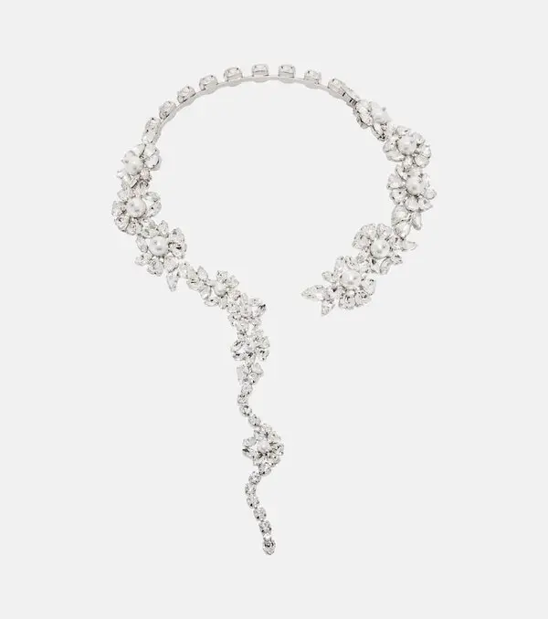 Simone Rocha Fragment Heartbloom Embellished Necklace - Silver