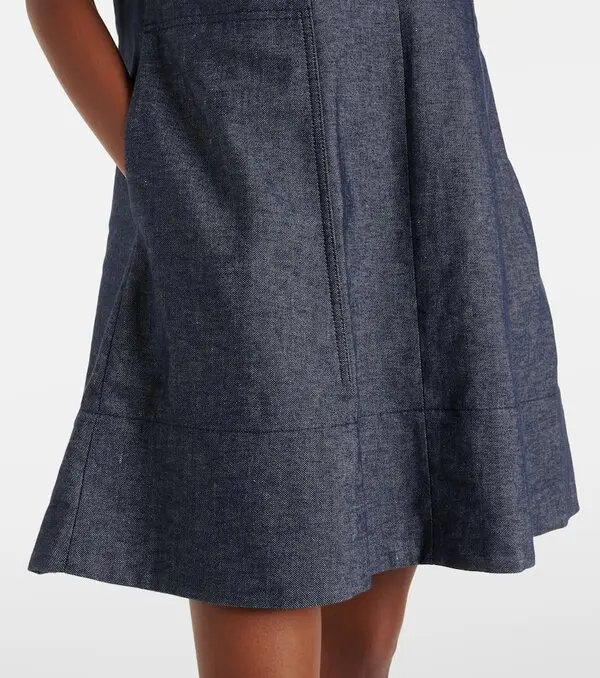 Vince Cotton And Linen Chambray Mini Dress