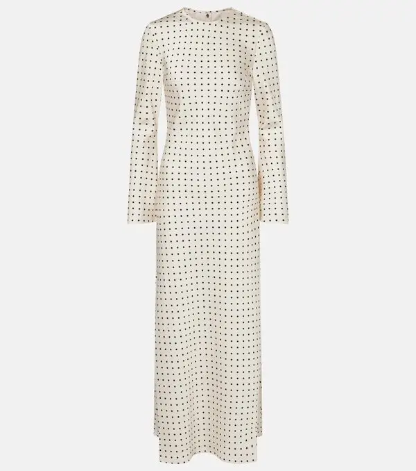 ROTATE BY BIRGER CHRISTENSEN Polka-dot Satin Maxi Dress - White