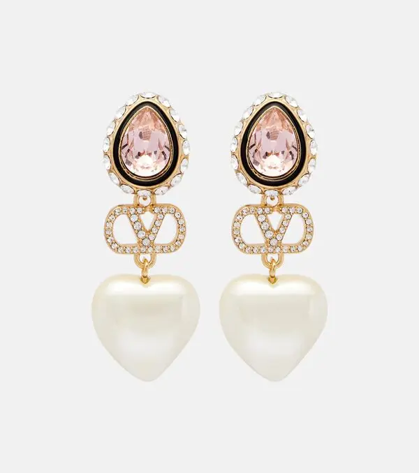 Valentino Garavani Vlogo Embellished Drop Earrings - Silver