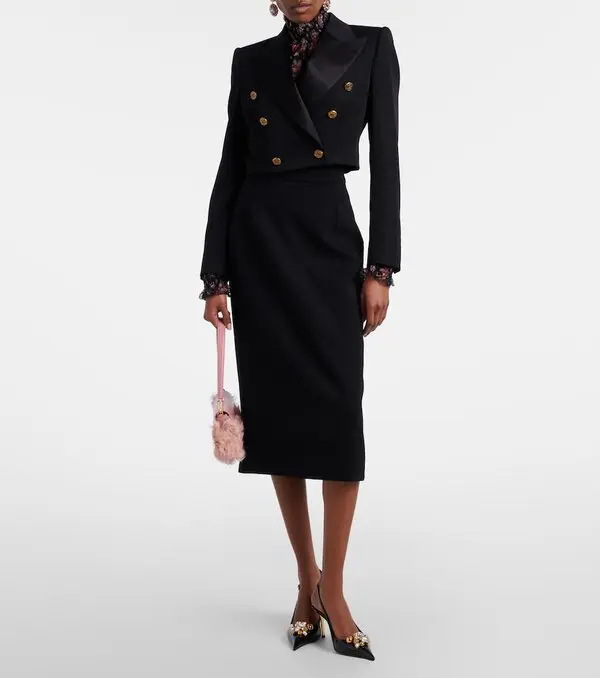 Dolce & Gabbana Wool-blend Pencil Skirt - Black