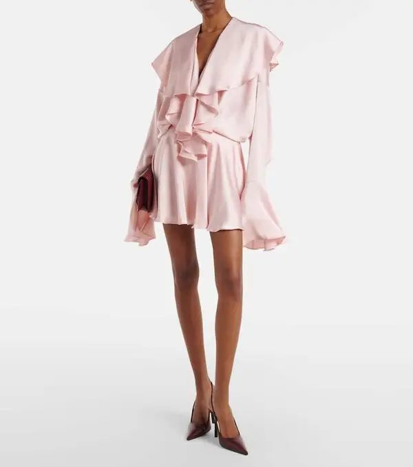 Norma Kamali Ruffled Satin Bodysuit