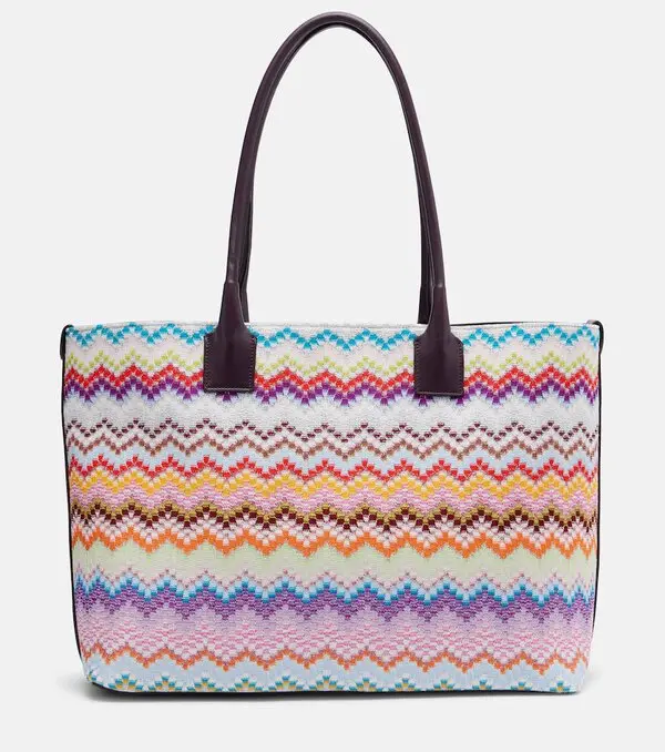 Missoni Zigzag Leather-trimmed Lame Tote Bag