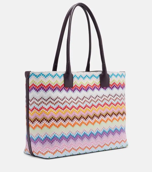 Missoni Zigzag Leather-trimmed Lame Tote Bag