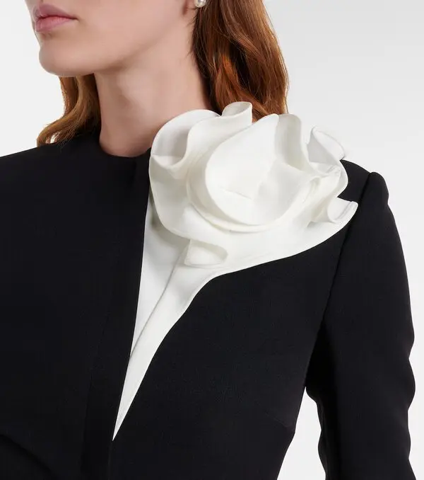 Roland Mouret Floral-appliqué Peplum Crêpe Blazer