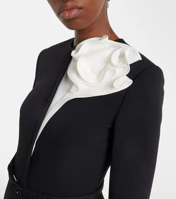 Roland Mouret Floral-appliqué Peplum Crêpe Blazer