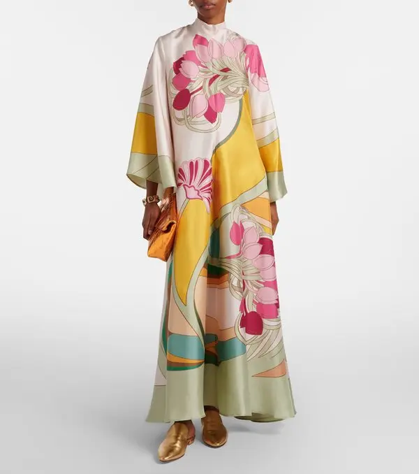 La DoubleJ Magnifico Floral Silk Twill Maxi Dress
