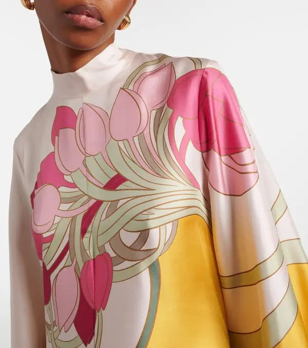 La DoubleJ Magnifico Floral Silk Twill Maxi Dress