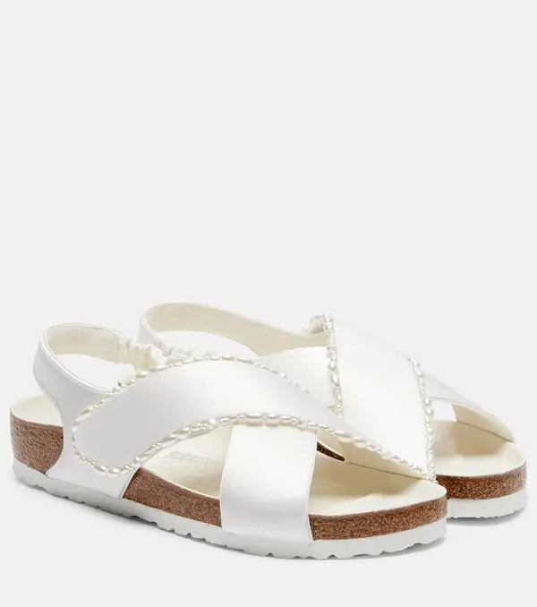 BIRKENSTOCK X Danielle Frankel Tulum Embellished Satin Sandals - White
