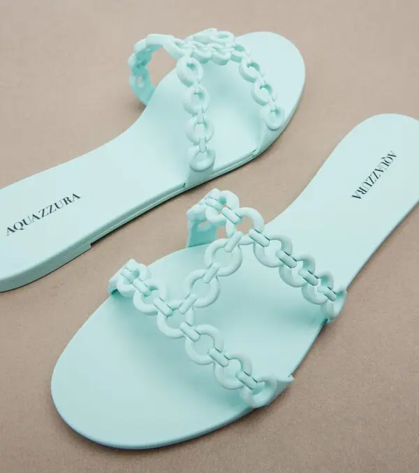 AQUAZZURA Infinity Chain Jelly Slides - Blue