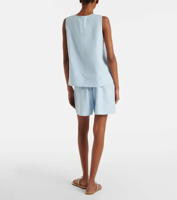 Asceno Dallas Linen Shorts - Blue