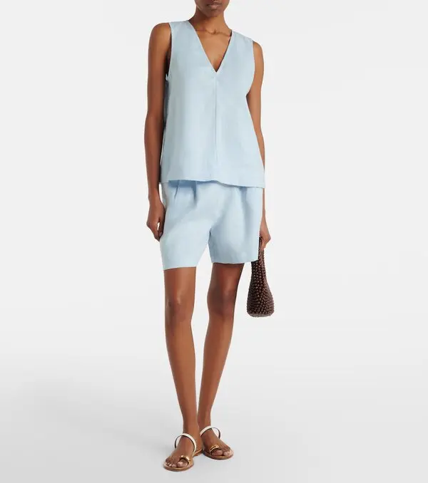 Asceno Dallas Linen Shorts - Blue