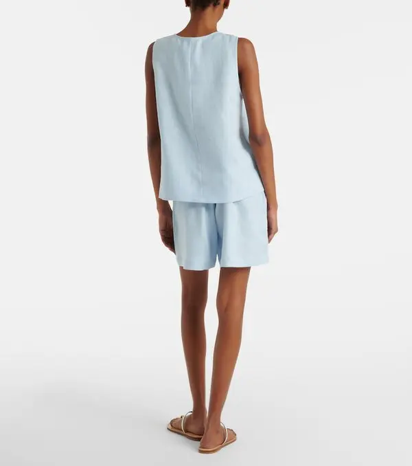 Asceno Dallas Linen Shorts - Blue
