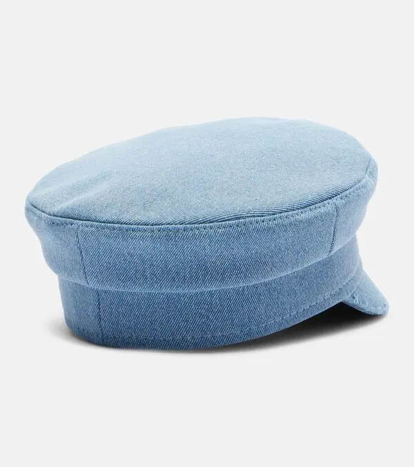 Ruslan Baginskiy Embellished Distressed Denim Newsboy Hat - Blue