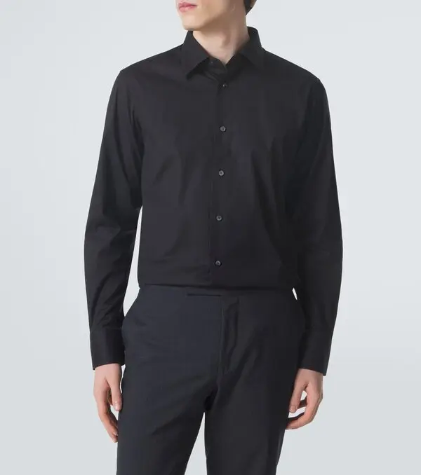 Zegna Cotton-blend Poplin Shirt - Black